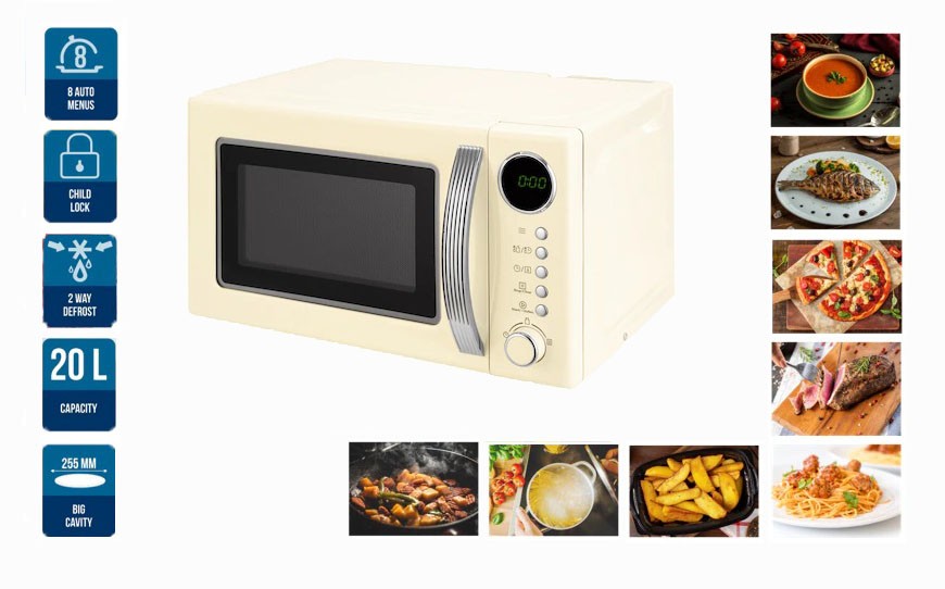 Cuptor cu microunde, Control digital, 20l, 700 W, Display LED, 8 ...