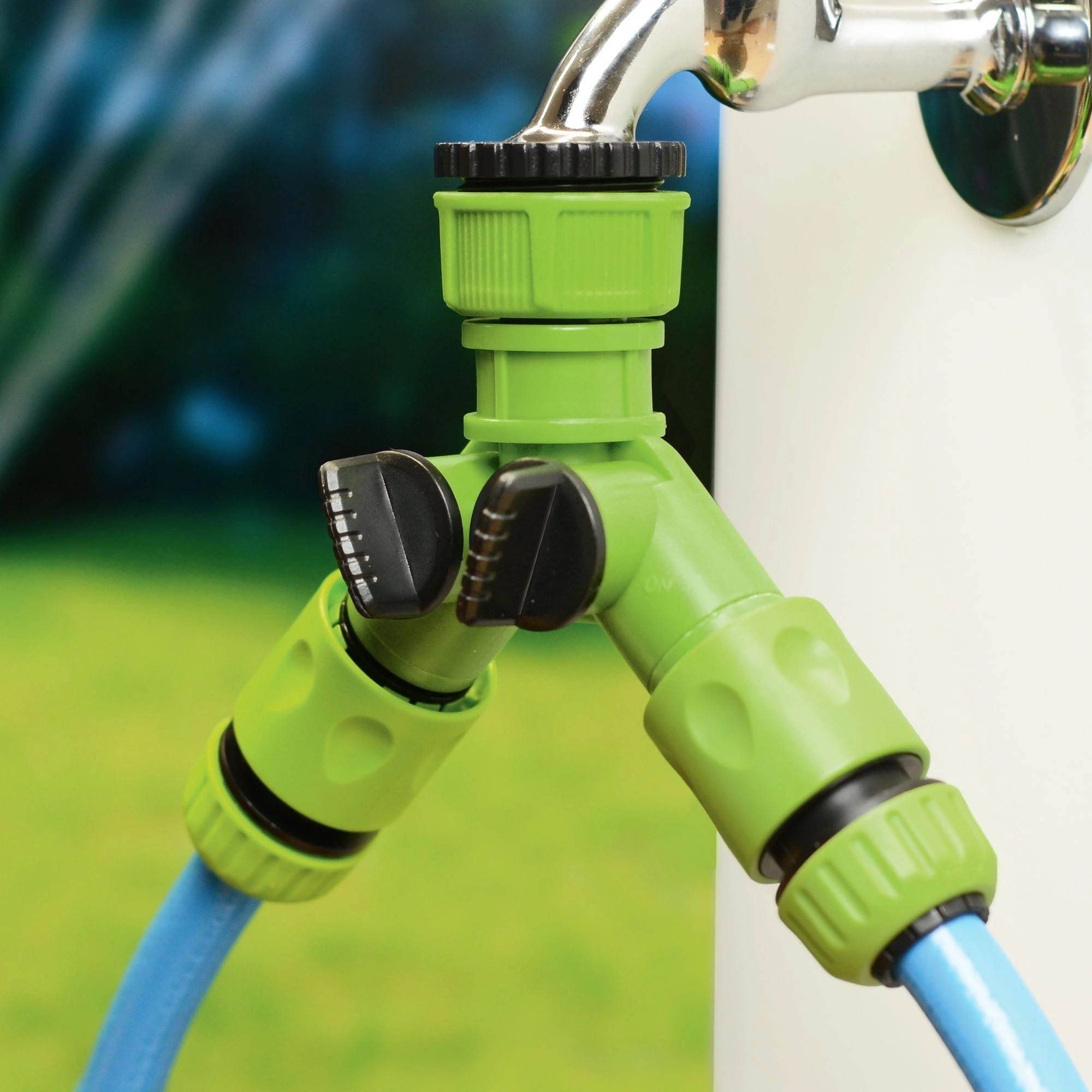 Distribuitor apa, pentru furtun gradina, cu 2 cai, cu robinet, ABS 1/2 ...